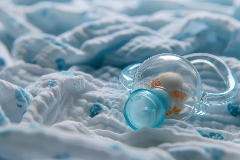 Baby Pacifier Close-up on a Baby S Bed Stock Photo - Image of silicone ...