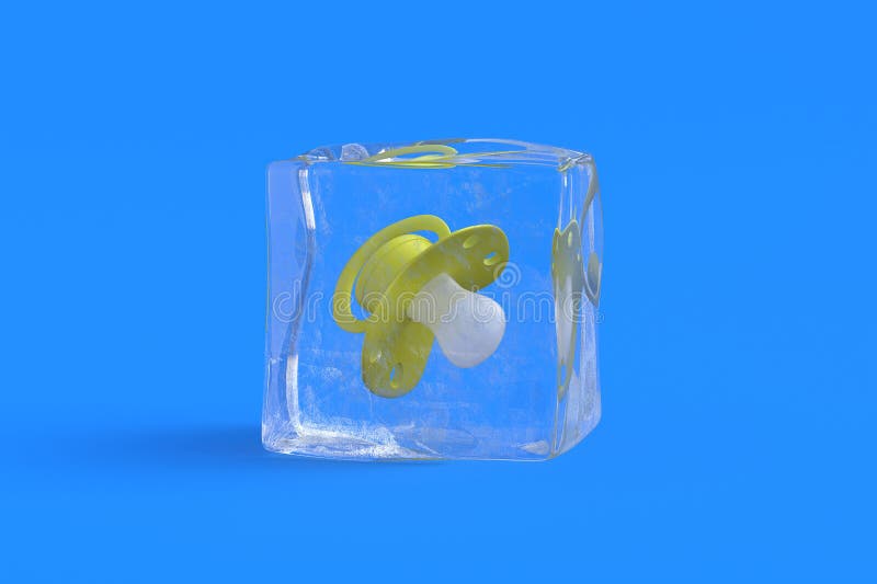 Baby pacifier in ice cube stock illustration. Illustration of pacifier ...