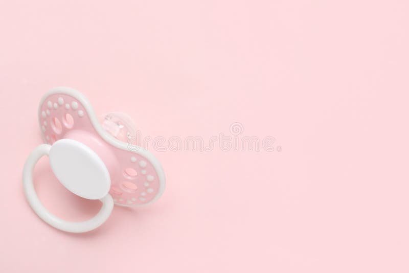 Baby Pacifier on Pink Background. Space for Text Stock Image - Image of ...