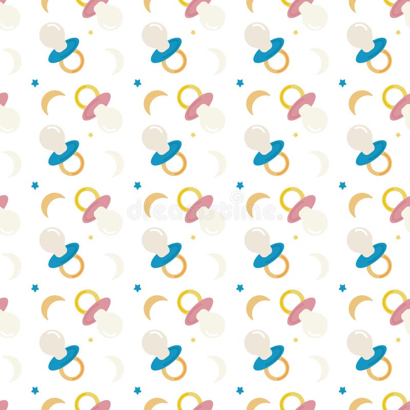 Baby Pacifiers. Seamless Pattern in Pastel Colors Stock Vector ...