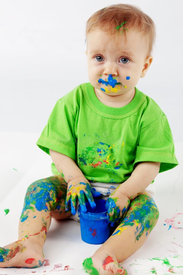Baby painter stock photo. Image of paint, painter, artist - 12410312