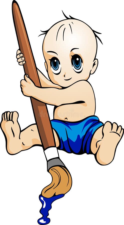 Baby with Painting stock vector. Illustration of baby - 4764141