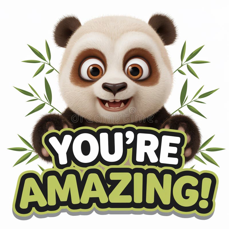 Baby Panda Having Fun with Bamboo, Cartoon Stock Illustration ...