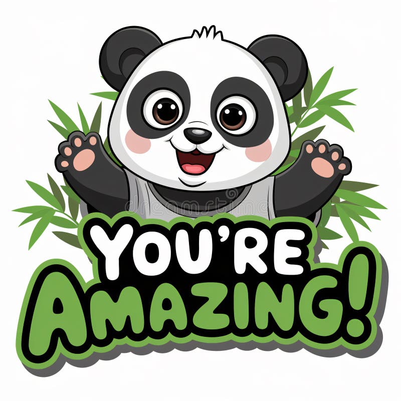 Baby Panda Having Fun with Bamboo, Cartoon Stock Illustration ...