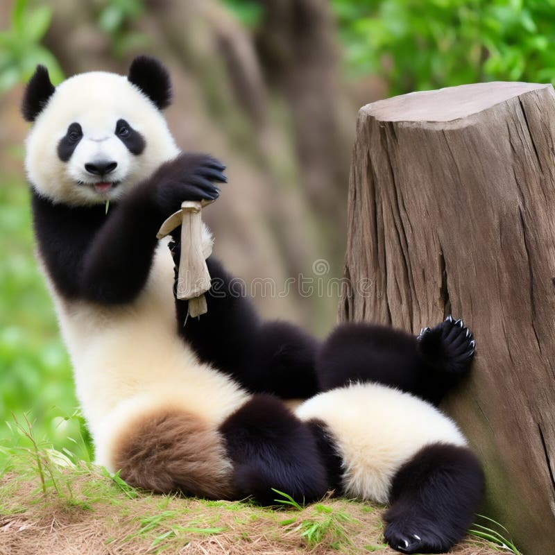 Baby panda sitting stock illustration. Illustration of monkey - 276791429