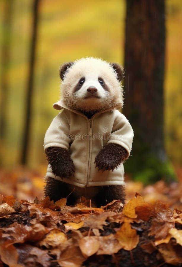 Baby Panda Standing in Forest, Baby Wild Animals Image Stock ...