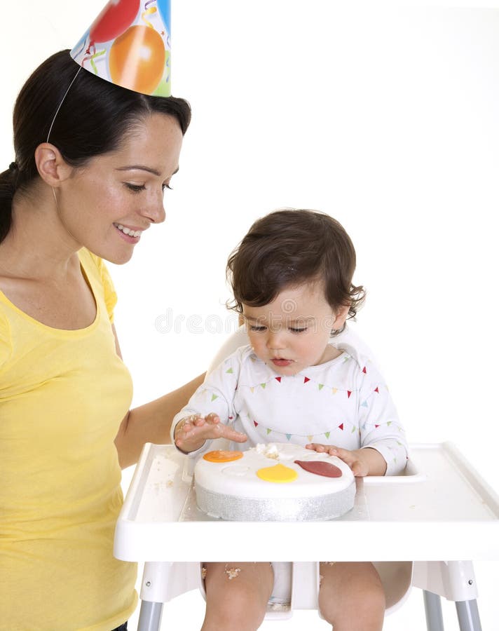 Baby party stock image. Image of birthday, eating, cake - 25425049