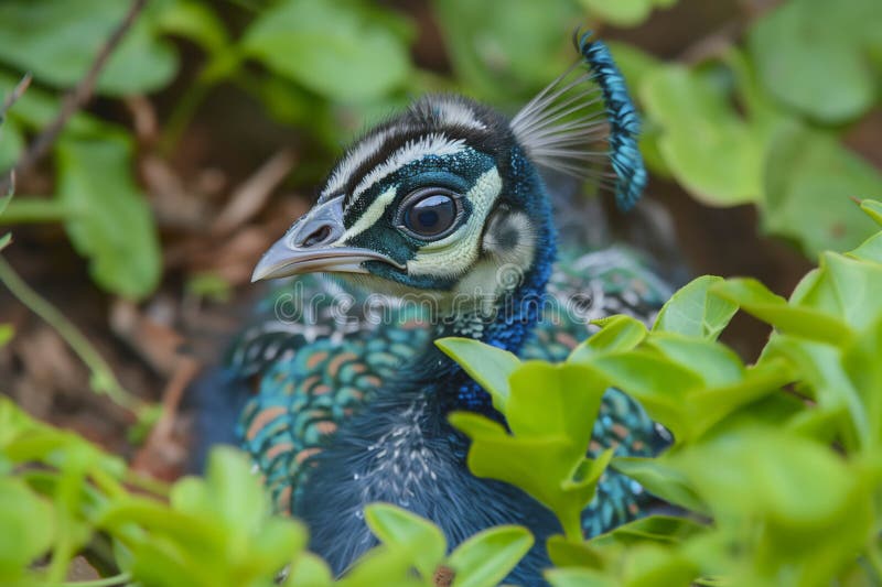 Baby peacock portrait stock illustration. Illustration of crest - 384080696