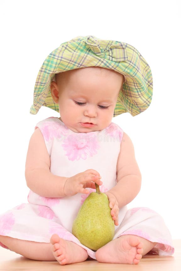 Baby and pear stock photo. Image of nutrition, food, cheerful - 3191692