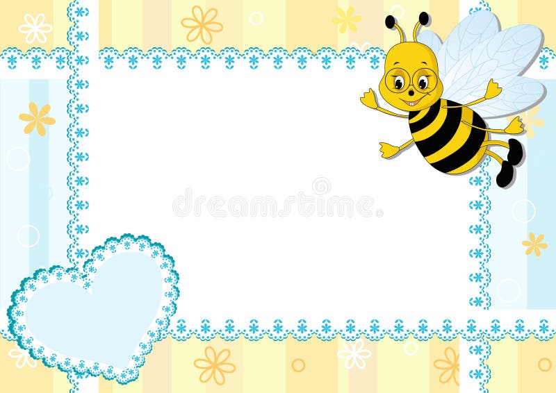 Baby photo frame with bee. stock vector. Illustration of cartoon - 16546818
