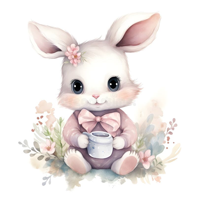 Baby Photographer Cute Bunny Cute Bunny Watercolor Stock Illustration ...