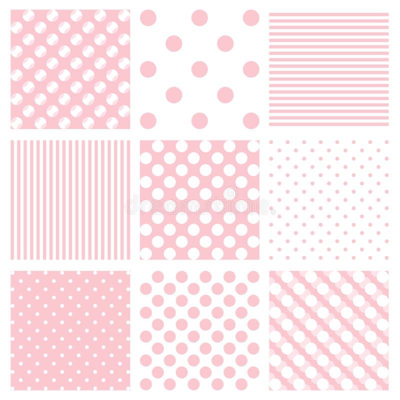 Baby Pink 9 Different Patterns Set, Vector Illustration Stock Vector ...