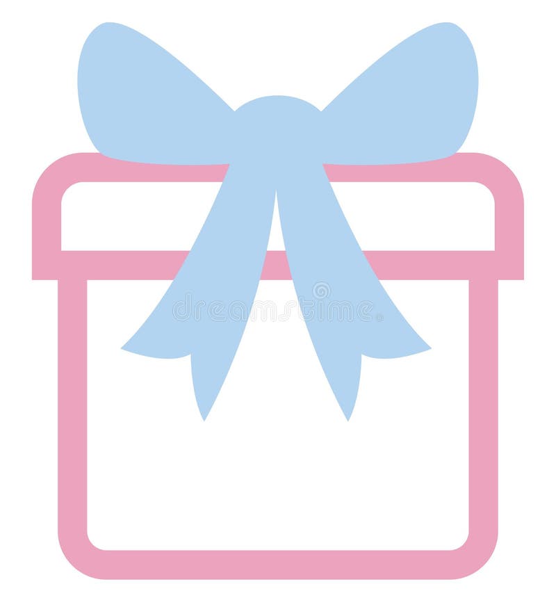 Baby Pink Present with Blue Bow, Icon Stock Vector - Illustration of ...
