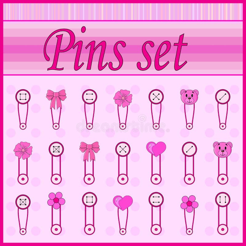 Baby Pins Set 1 Vector Stock Illustrations – 5 Baby Pins Set 1 Vector ...