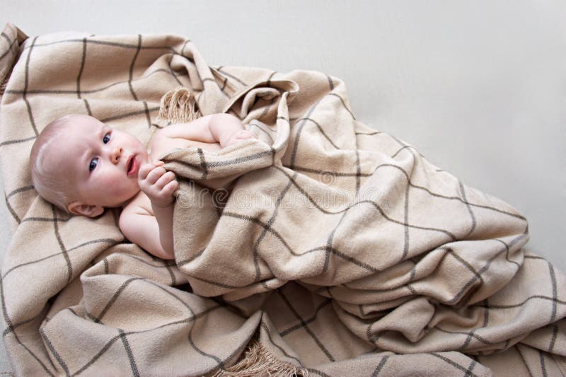 Baby in a plaid stock photo. Image of pudgy, mother, childhood - 458958