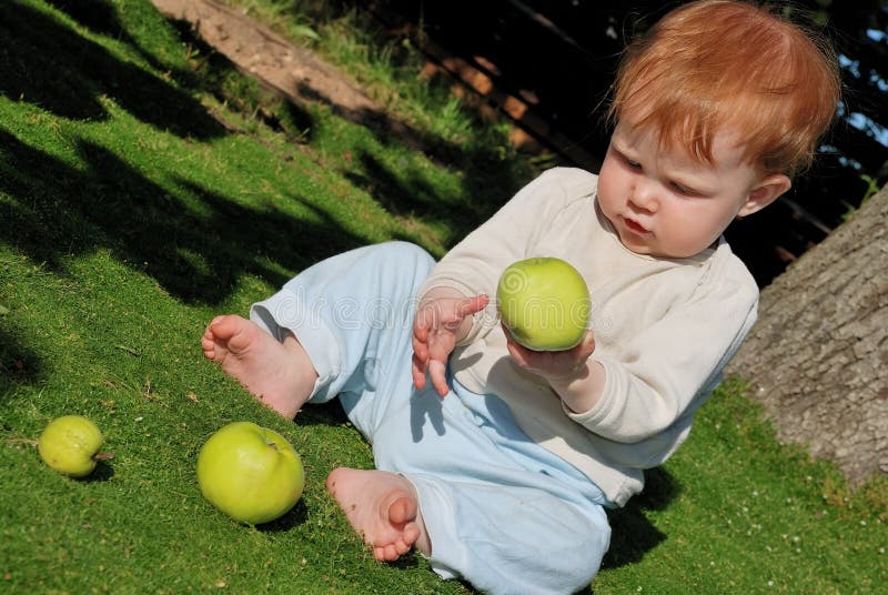 Baby playing with apples stock image. Image of childhood - 11113149