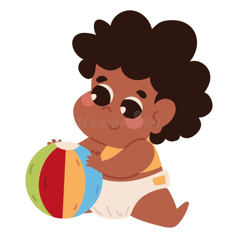 Baby playing with ball toy stock illustration. Illustration of baby ...