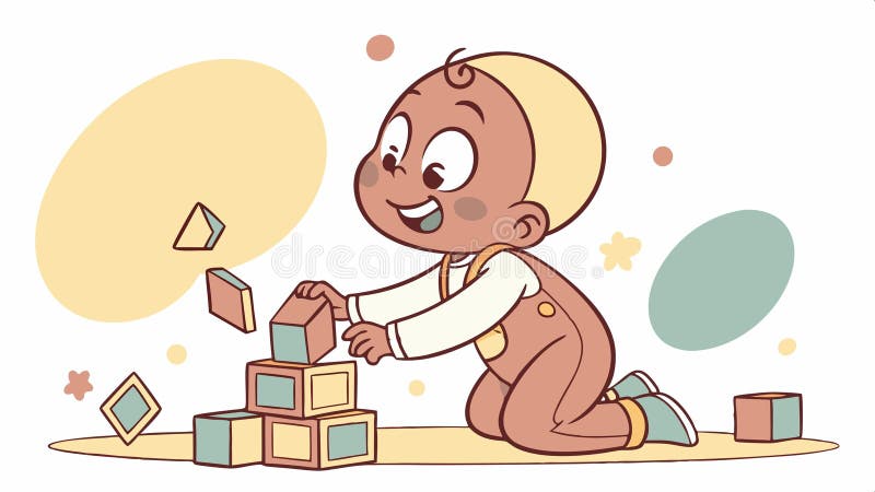 Baby Playing with Blocks, Early Learning Vector Design Generative AI ...
