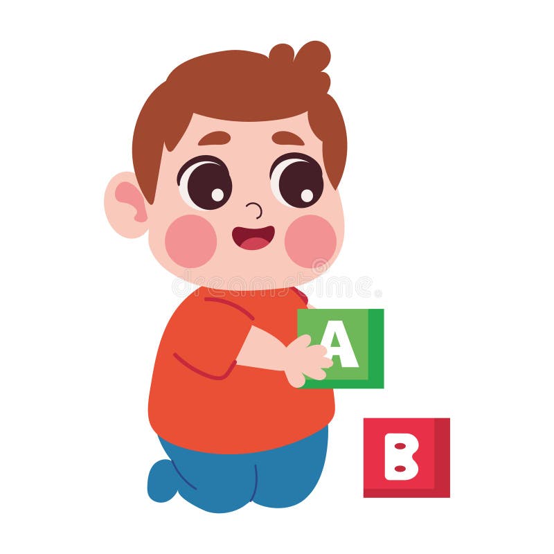 Baby playing with blocks stock vector. Illustration of childhood ...