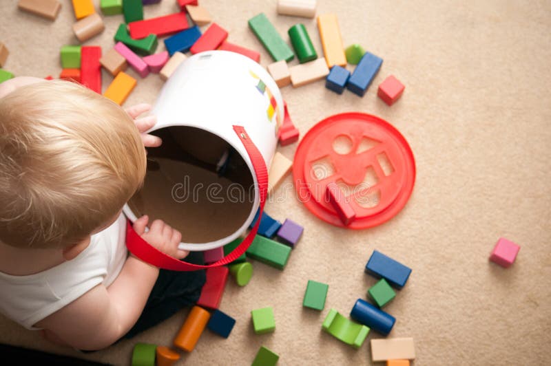 Baby Playing with Blocks and Sorting Shapes Stock Image - Image of cute ...