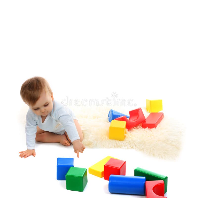 Baby with blocks stock image. Image of child, baby, black - 3471447