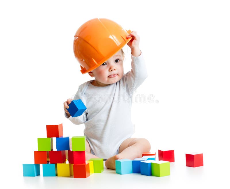 Baby Playing with Building Blocks Toy Stock Photo - Image of ...