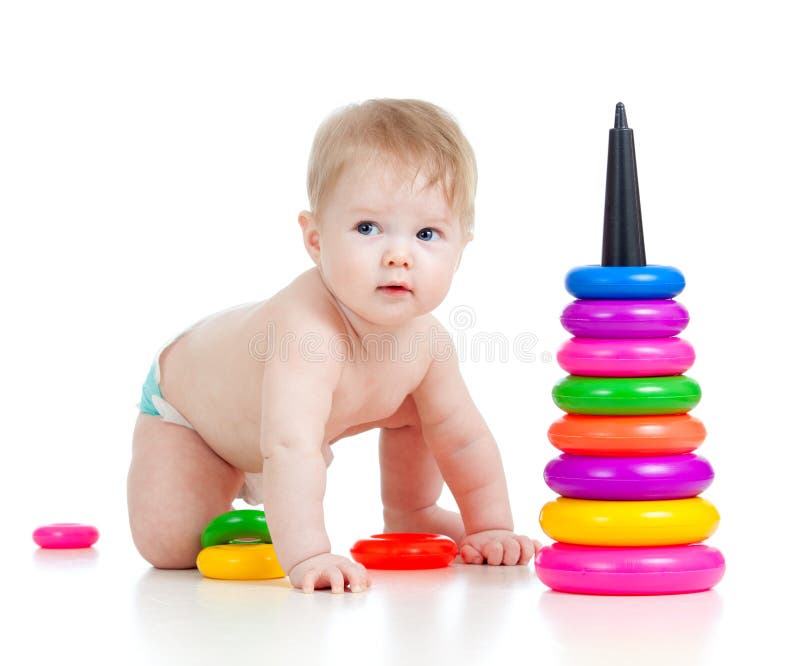 Baby Playing With Color Developmental Toy Stock Image - Image of ...