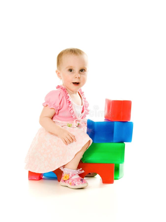 Baby Playing with Colourful Blocks Stock Image - Image of fantasy, cube ...