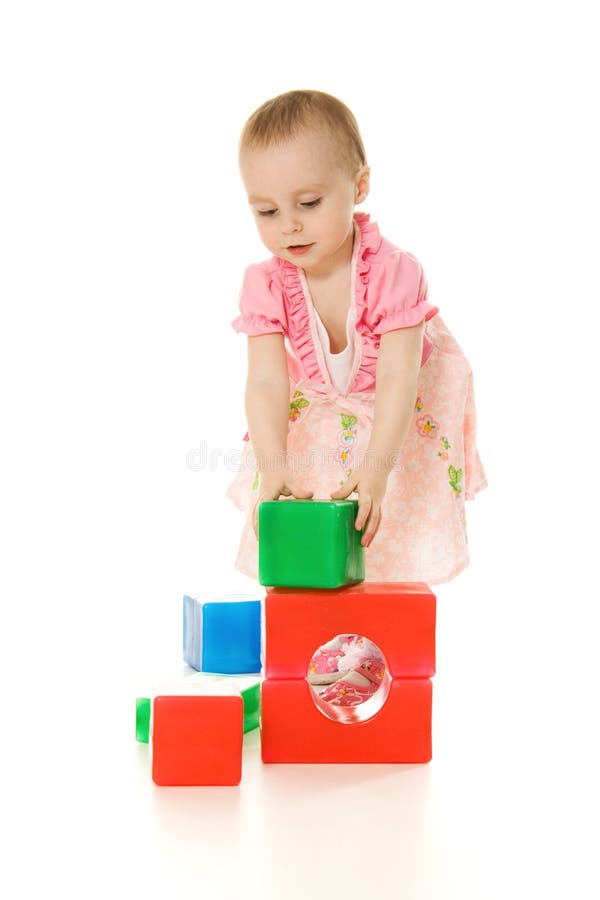 Baby Playing with Colourful Blocks Stock Image - Image of background ...