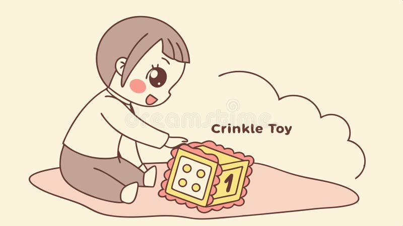 Baby Playing Crinkle Toy, Sensory Toy, Auditory Stimulation Vector ...