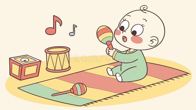 Baby Playing Drum Toy, Percussion Toy, Rhythm Development Vector Design ...