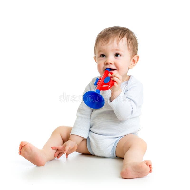 Baby Playing with Colourful Toys on Floor Stock Photo - Image of ...