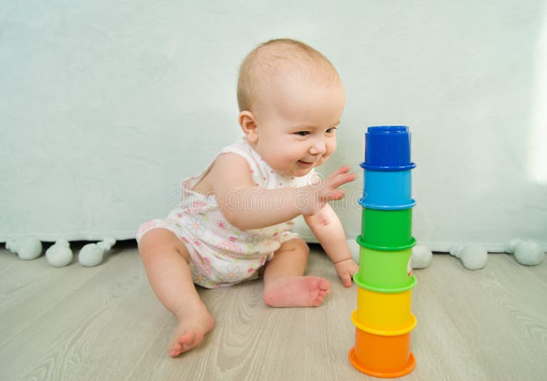 Baby Playing Pyramid Joy Early Development Stock Image - Image of ...