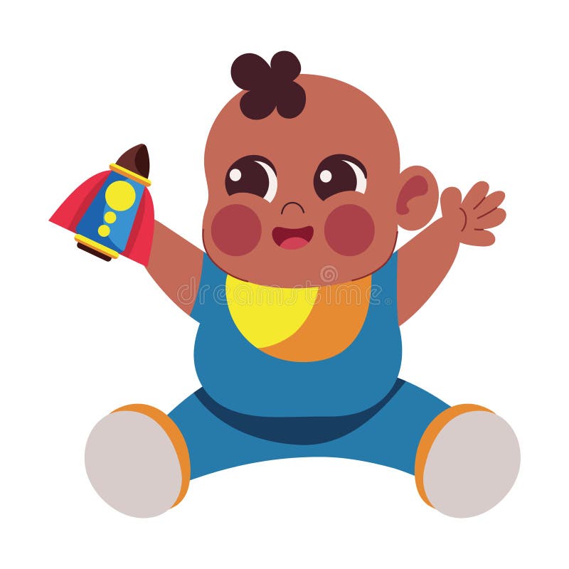 Baby playing with rocket stock illustration. Illustration of isolation ...