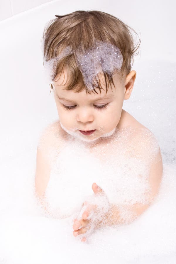 Baby Playing with Shampoo stock image. Image of soap, shampoo - 3799259