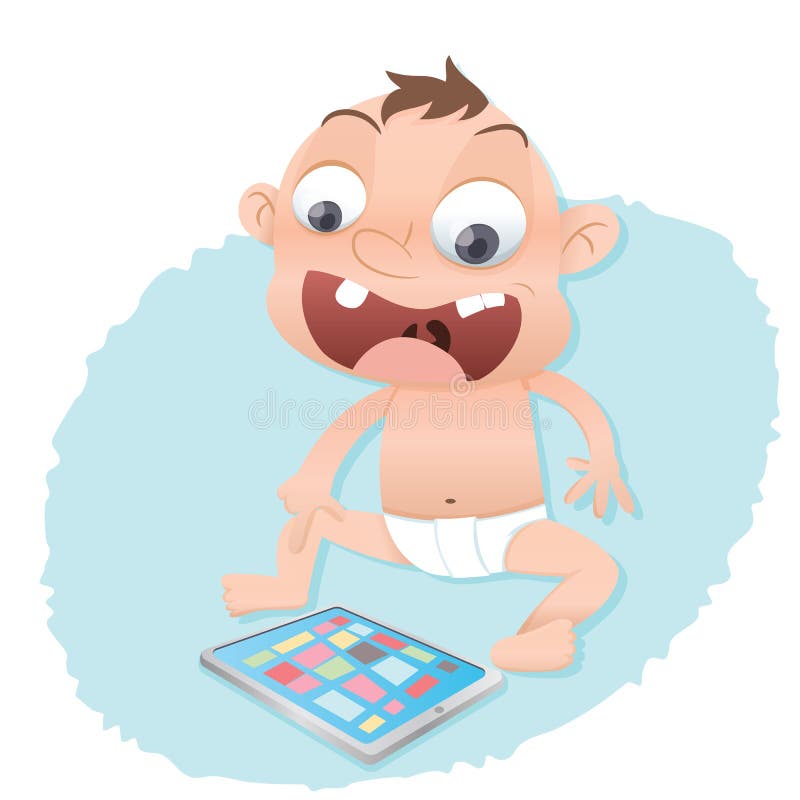 Baby Playing with a Tablet Computer Stock Vector - Illustration of baby ...