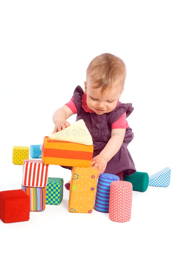 Baby Playing with Toy Blocks Stock Photo - Image of female, childhood ...