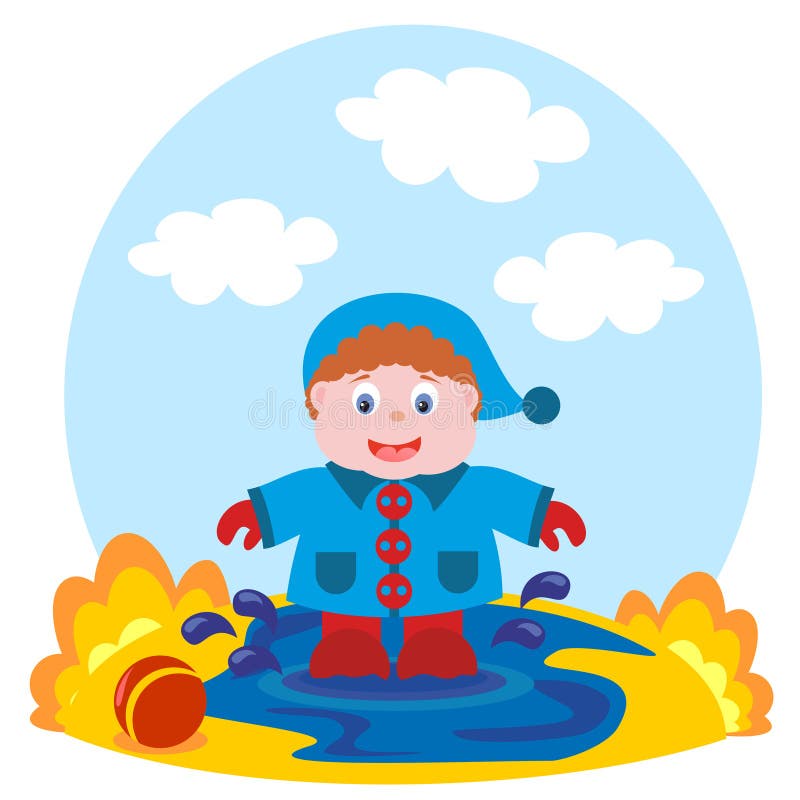 Baby plays in pool stock illustration. Illustration of draw - 33348382