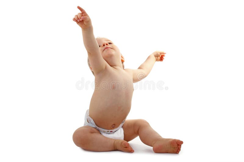 Baby pointing up stock image. Image of cute, innocence - 15667463