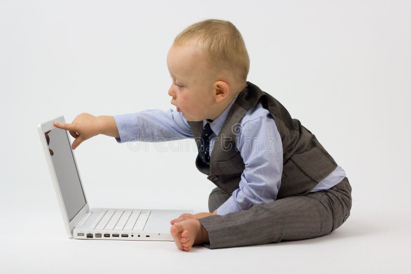 Baby using laptop. stock image. Image of african, child - 3422767