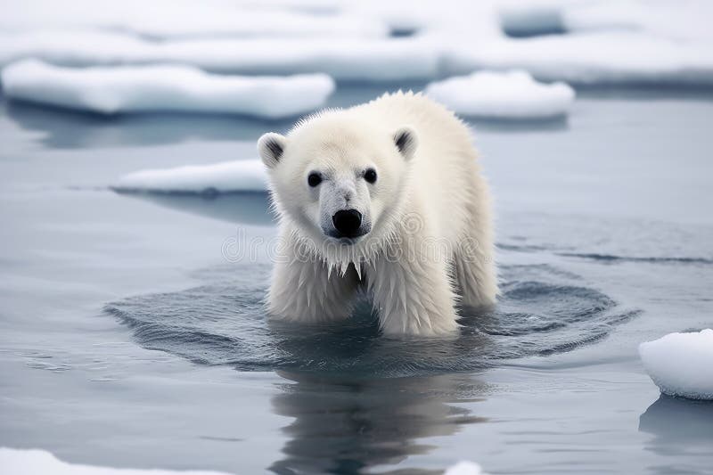 Baby Polar Bear on Melting Ice Created with Generative AI Technology ...