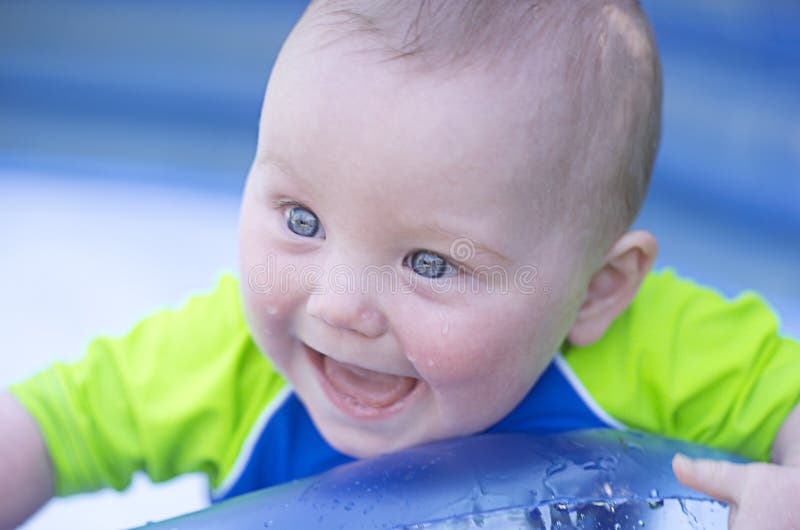 Baby in Pool stock image. Image of home, brother, baby - 2456863