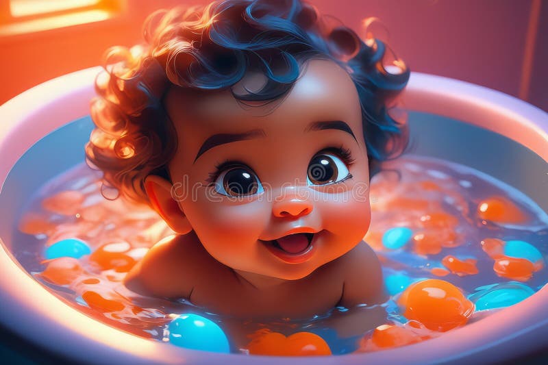 Baby in the Pool Boy Bath with Stock Image - Image of smile, infant ...