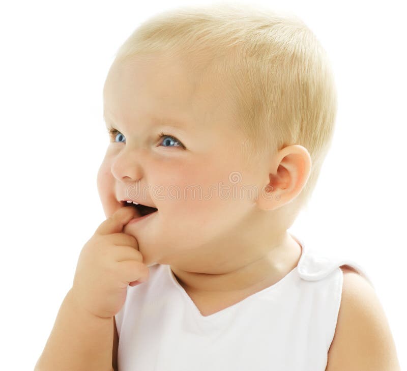 Cute Mischievous Baby Toddler Face Stock Image - Image of white ...