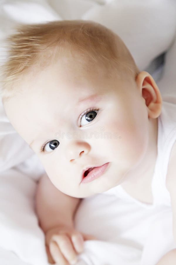 Baby portrait stock photo. Image of care, towel, caucasian - 14931266