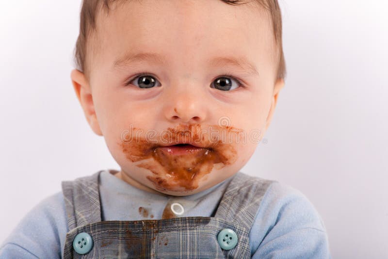 Baby Portrait after Eating Some Chocolate Stock Photo - Image of face ...