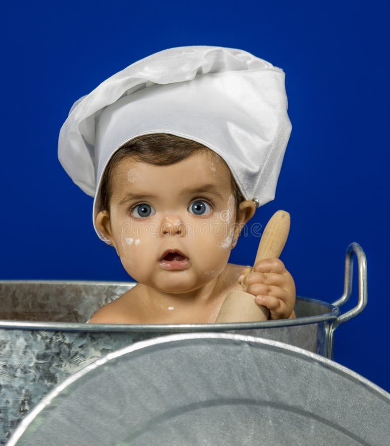 Baby in a pot stock image. Image of baby, blue, costume - 27258519