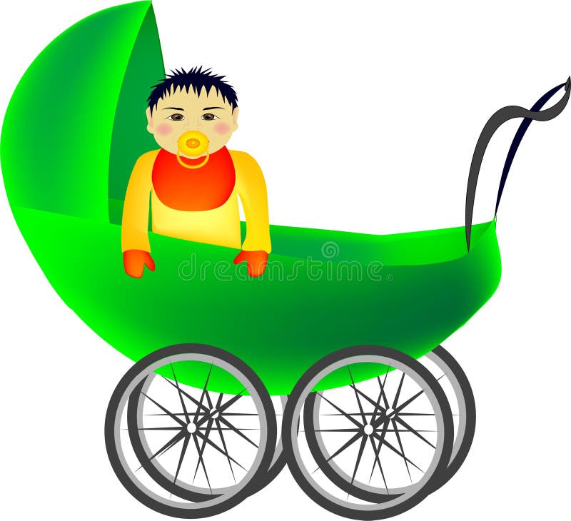Baby in pram stock illustration. Illustration of celebrate - 3726753
