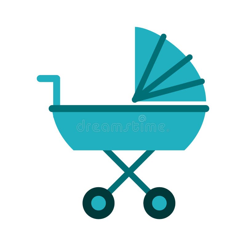 Baby Pram Symbol in Black and White Stock Vector - Illustration of ...