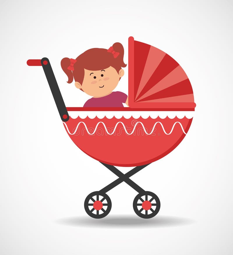 Baby in pram stock illustration. Illustration of transportation - 64978608